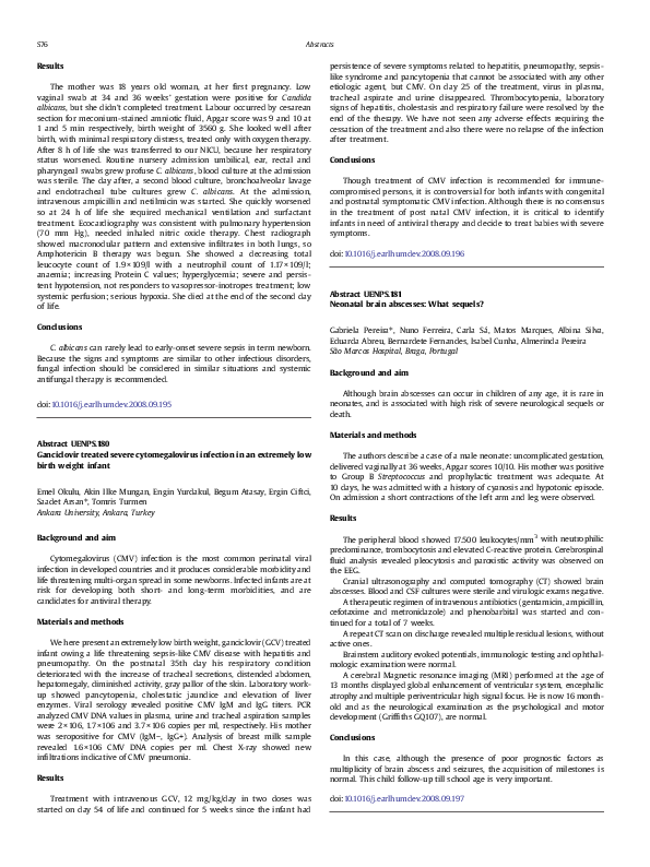 (PDF) Neonatal brain abscesses: What sequels?