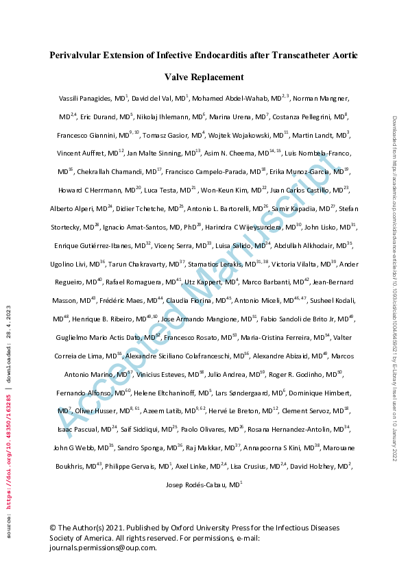 (PDF) Perivalvular Extension of Infective Endocarditis After Transcatheter Aortic Valve Replacement