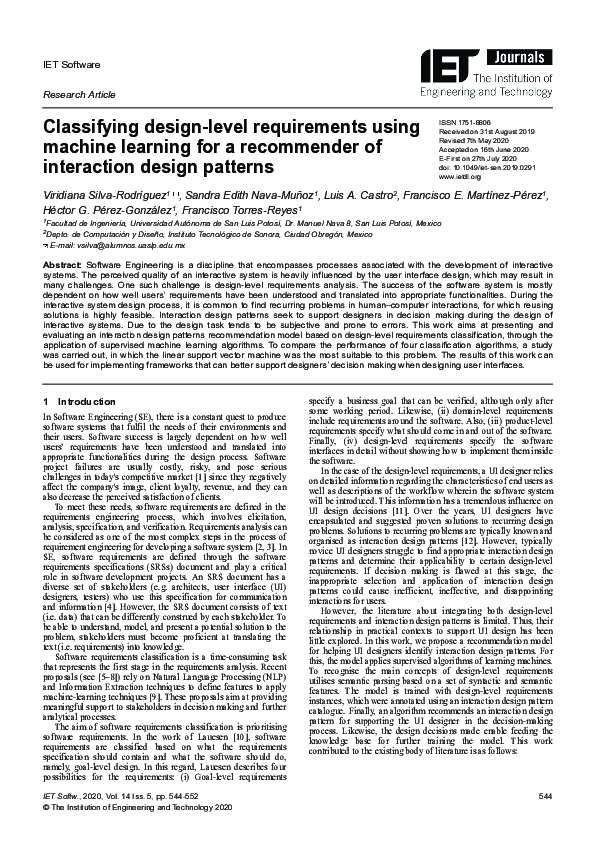 (PDF) Classifying design‐level requirements using machine learning for a recommender of ...