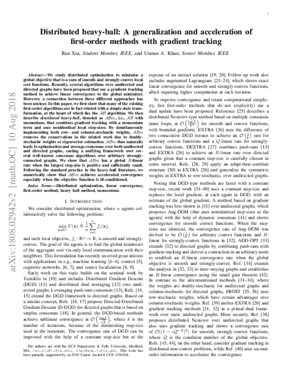 Pdf Distributed Heavy Ball A Generalization And Acceleration Of
