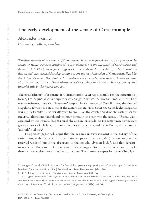 (PDF) The early development of the senate of Constantinople