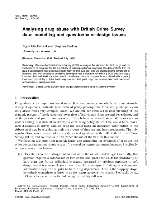 (PDF) Analysing Drug Abuse with British Crime Survey Data: Modelling ...