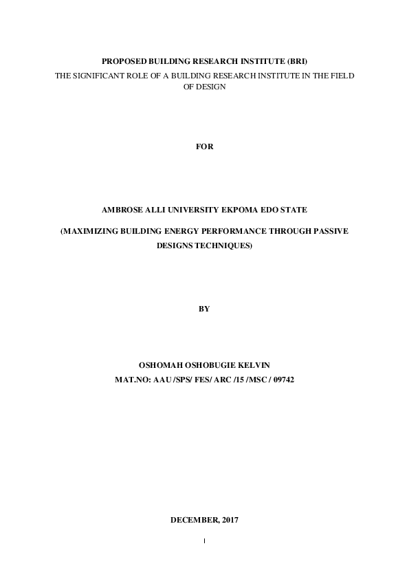 (PDF) The Significant Role of a Building Research Institute in The ...