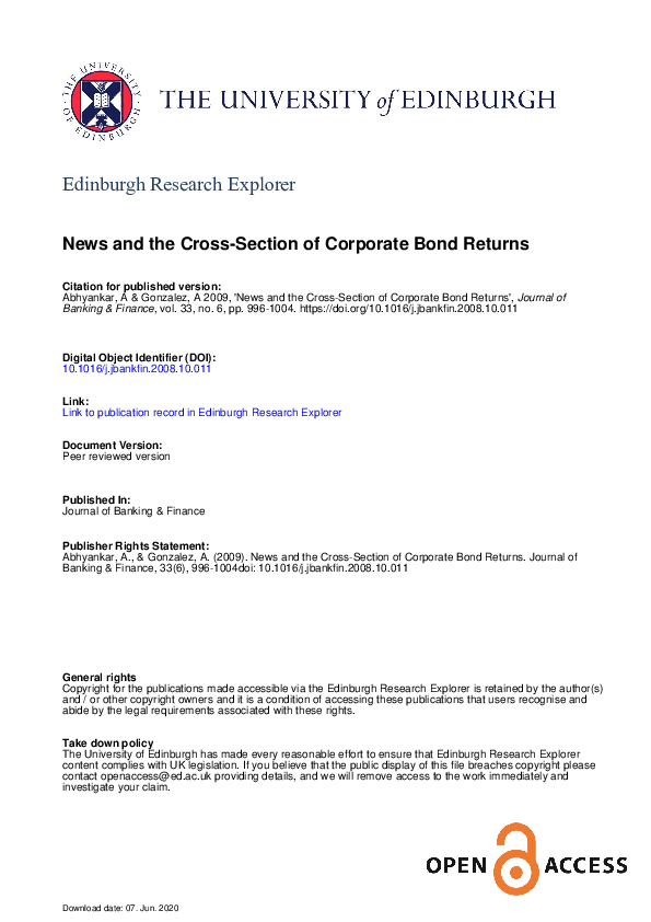(PDF) News and the cross-section of expected corporate bond returns