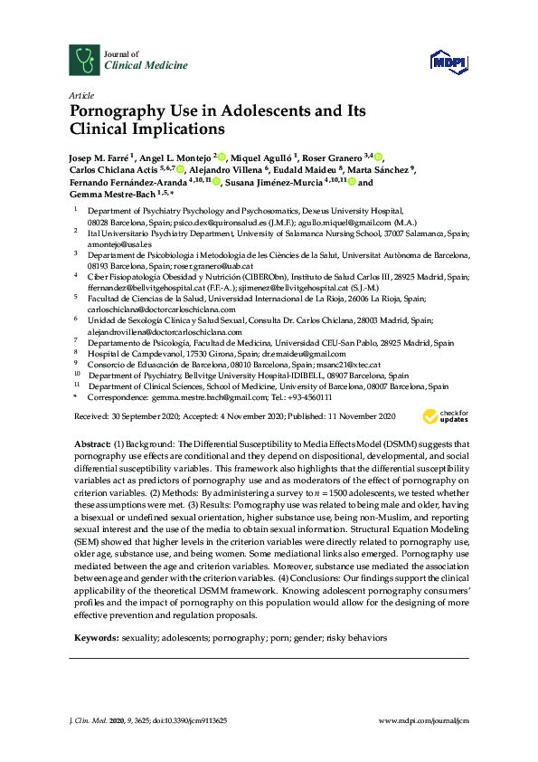 (PDF) Pornography Use in Adolescents and Its Clinical Implications