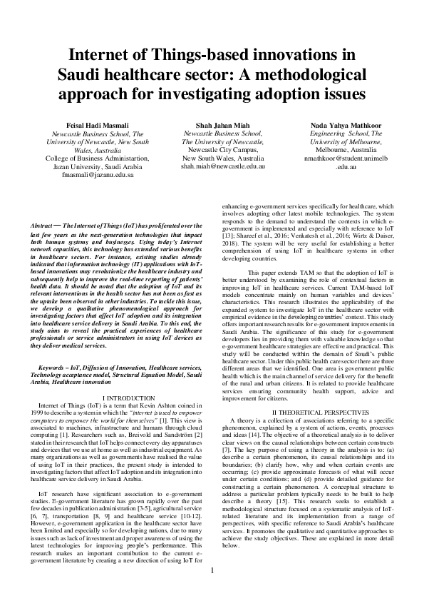 (PDF) Internet of Things-based innovations in Saudi healthcare sector ...
