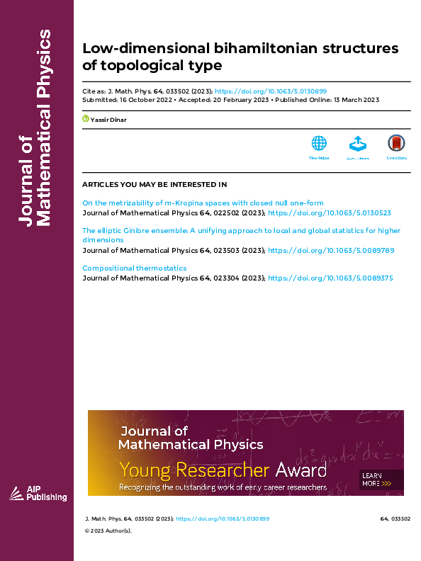 (PDF) Low-dimensional bihamiltonian structures of topological type