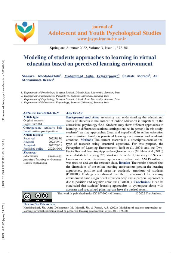 (PDF) Modeling of students approaches to learning in virtual education ...