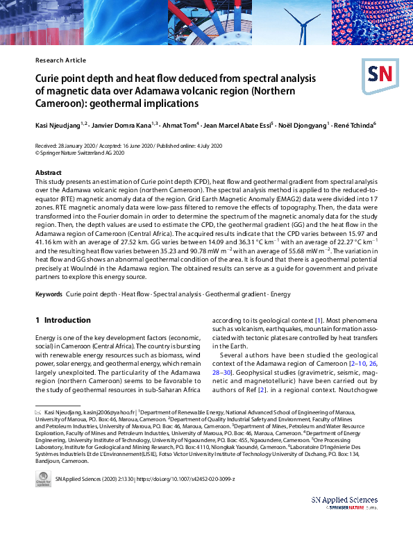 (PDF) Curie point depth and heat flow deduced from spectral analysis of ...
