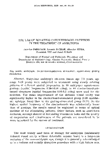 (PDF) The use of rotating checkerboard patterns in the treatment of amblyopia