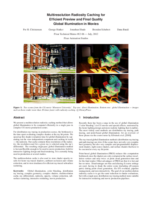Pdf Multiresolution Radiosity Caching For Efficient Preview And Final Quality Global
