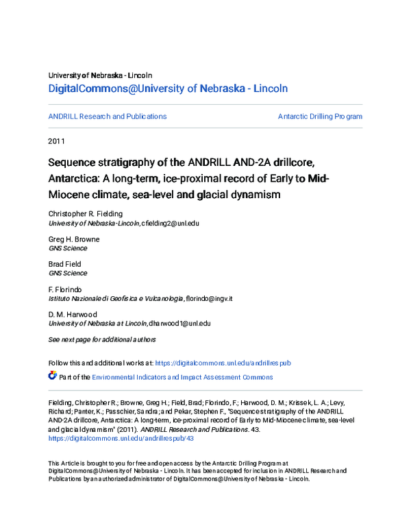 (PDF) Sequence stratigraphy of the ANDRILL AND-2A drillcore, Antarctica ...