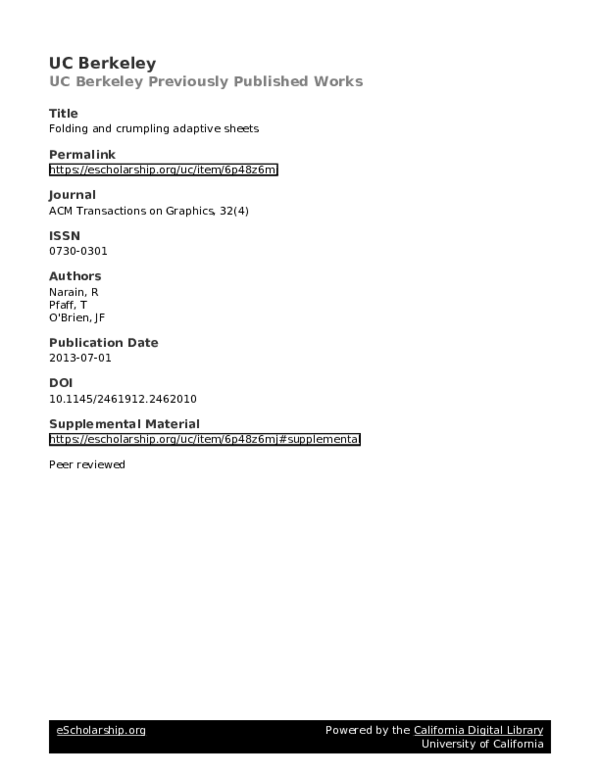 (PDF) Folding and crumpling adaptive sheets