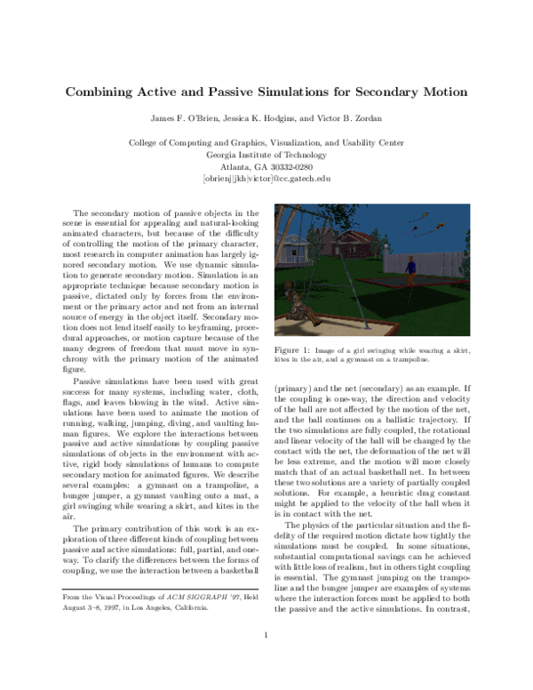 (PDF) Combining active and passive simulations for secondary motion