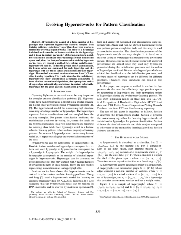 (PDF) Evolving hypernetworks for pattern classification