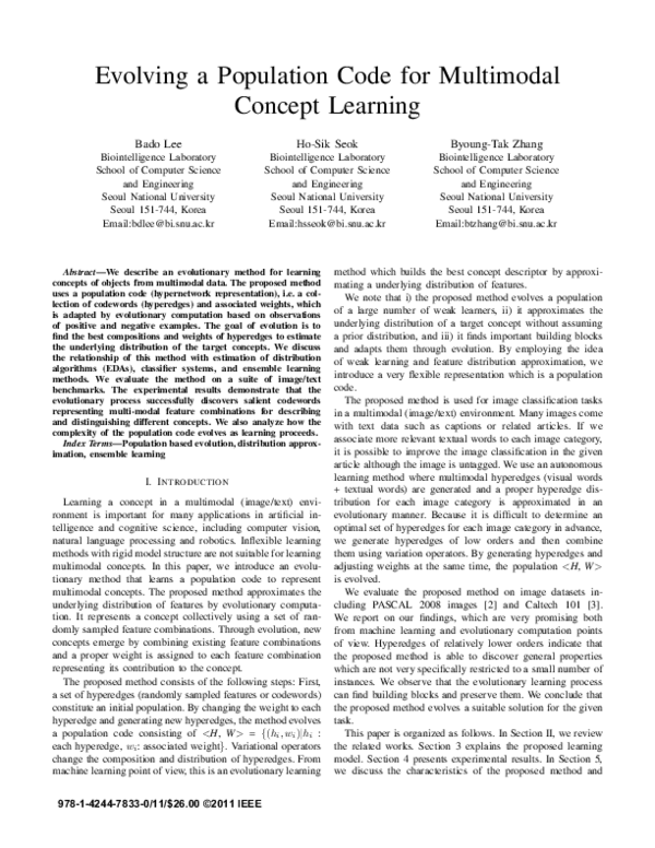 (PDF) Evolving a population code for multimodal concept learning