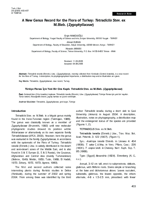 (PDF) A new genus record for the flora of Turkey