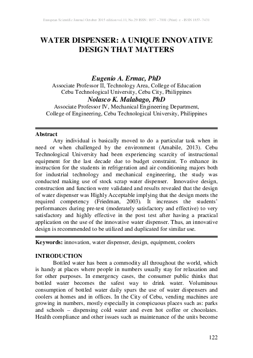 (PDF) Water Dispenser: A Unique Innovative Design That Matters