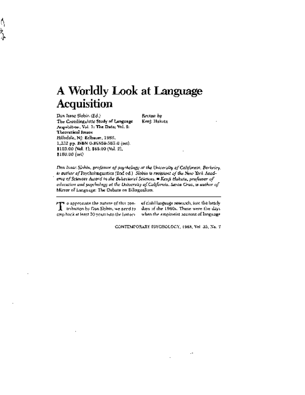 (PDF) Mirror of Language: The Debate on Bilingualism