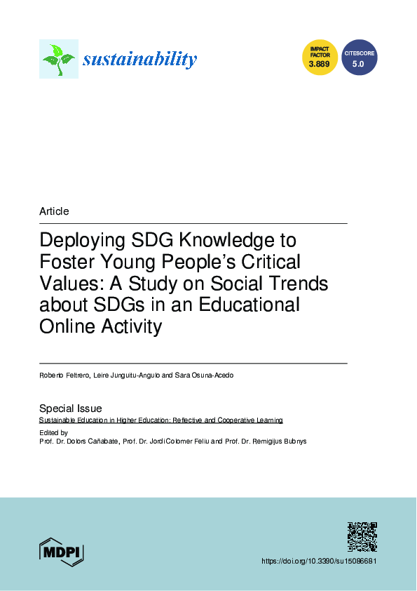 (PDF) Deploying SDG Knowledge to Foster Young People’s Critical Values ...