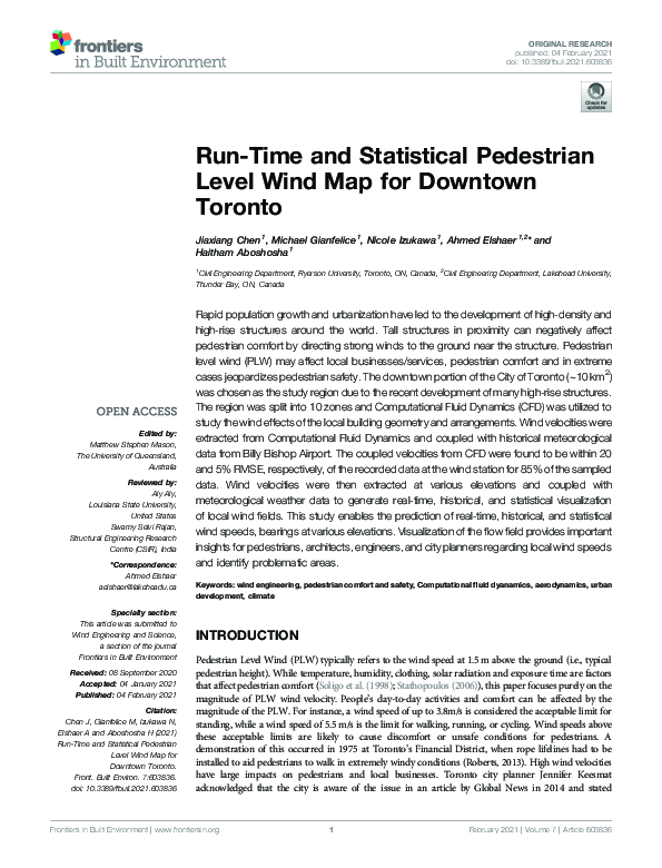 (PDF) Run-Time and Statistical Pedestrian Level Wind Map for Downtown ...