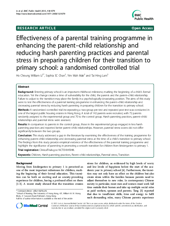 (PDF) Effectiveness of a parental training programme in enhancing the ...
