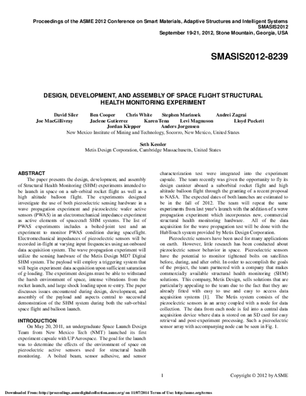 (PDF) Design, Development, and Assembly of Space Flight Structural ...