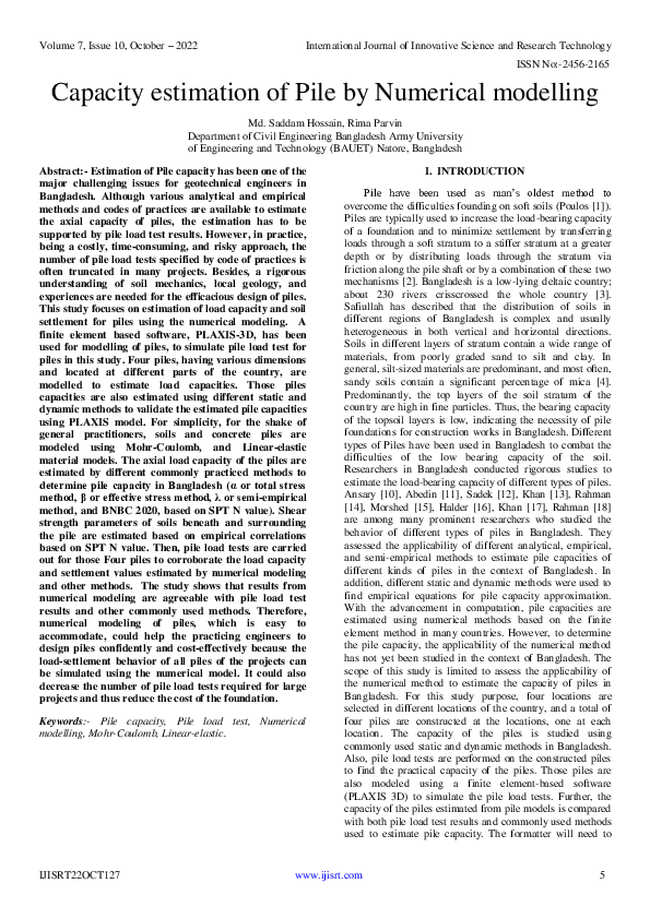 (PDF) Capacity estimation of Pile by Numerical modelling