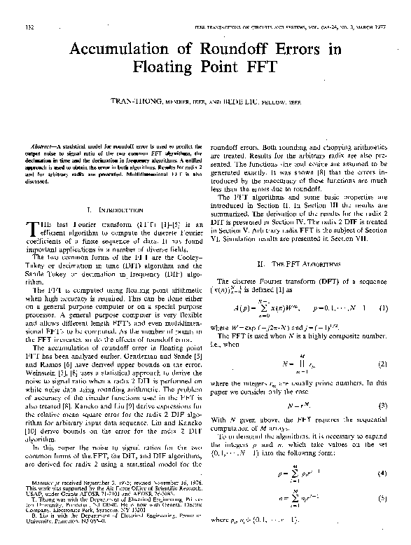 Pdf Accumulation Of Roundoff Errors In Floating Point Fft Tran Minh Thong K16 Dn