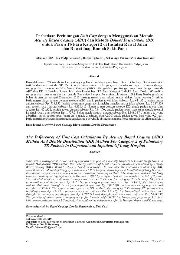 (PDF) Perbedaan Perhitungan Unit Cost dengan Menggunakan metode ...