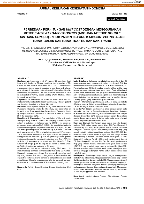 (PDF) Perbedaan Perhitungan Unit Cost dengan Menggunakan Metode ...