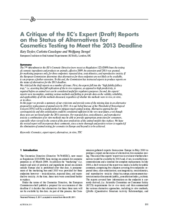 (PDF) A critique of the EC’s expert (draft) reports on the status of ...