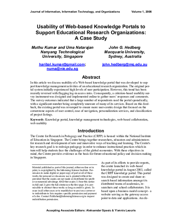 (PDF) Usability of Web-based Knowledge Portals to Support Educational Research Organizations: A ...