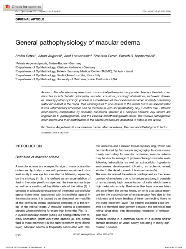 (PDF) General Pathophysiology of Macular Edema | Albert Augustin ...