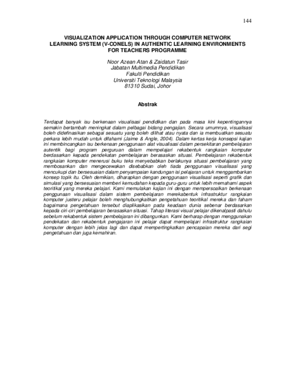 (PDF) Visualization Application Through Computer Network Learning System (V-Conels) In Authentic ...