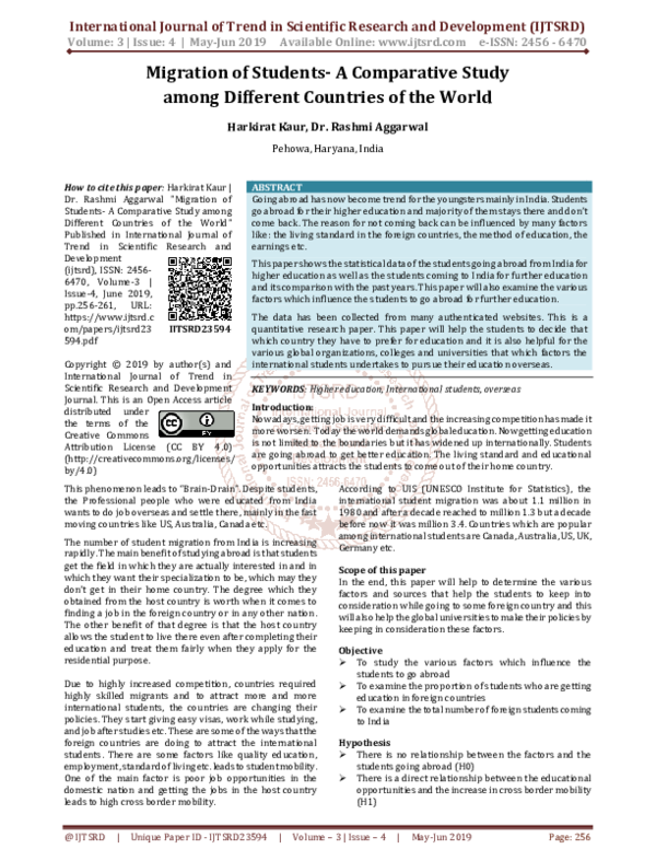 (PDF) Migration of Students- A Comparative Study among Different ...