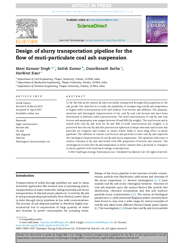 (PDF) Design of slurry transportation pipeline for the flow of muti ...