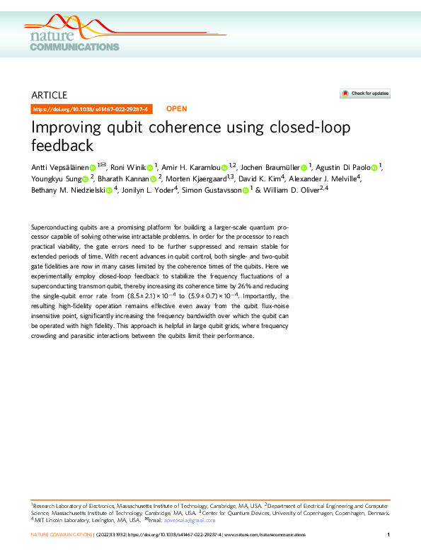 (PDF) Improving qubit coherence using closed-loop feedback