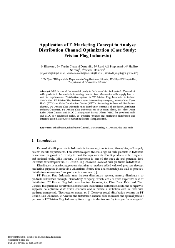 (PDF) Application of E-Marketing Concept to Analyze Distribution Channel Optimization (Case ...