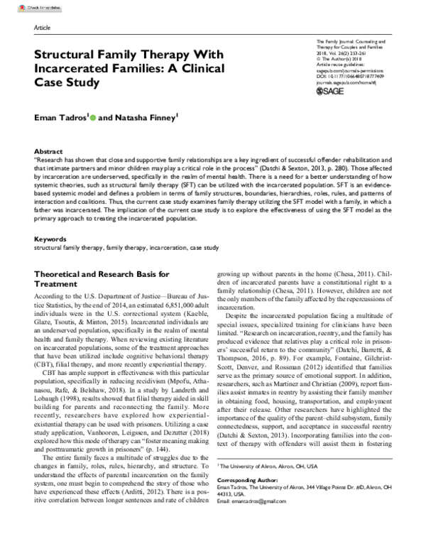 (PDF) Structural Family Therapy With Incarcerated Families