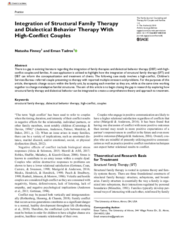 (PDF) Integration of Structural Family Therapy and Dialectical Behavior ...