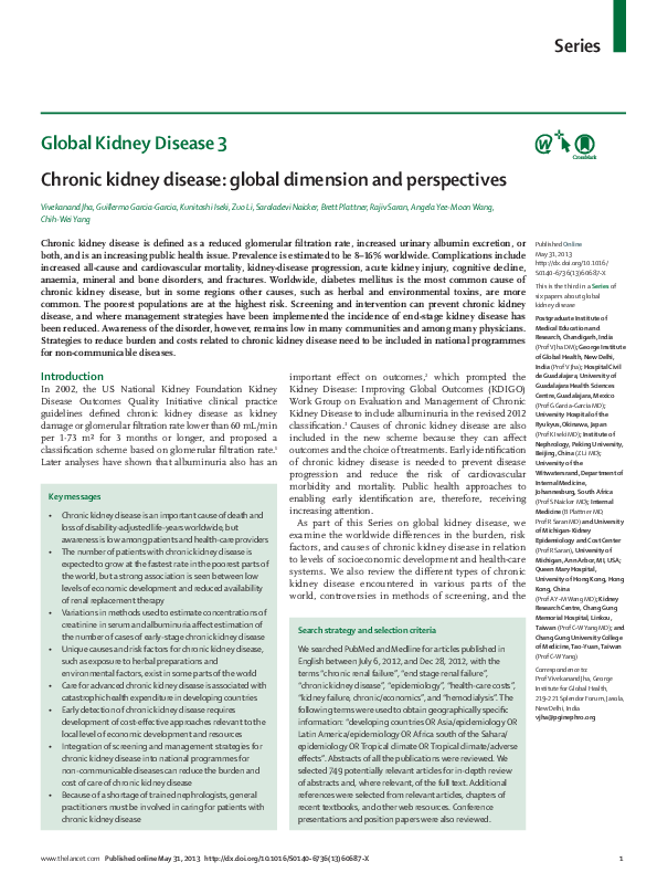 (PDF) Chronic kidney disease: global dimension and perspectives