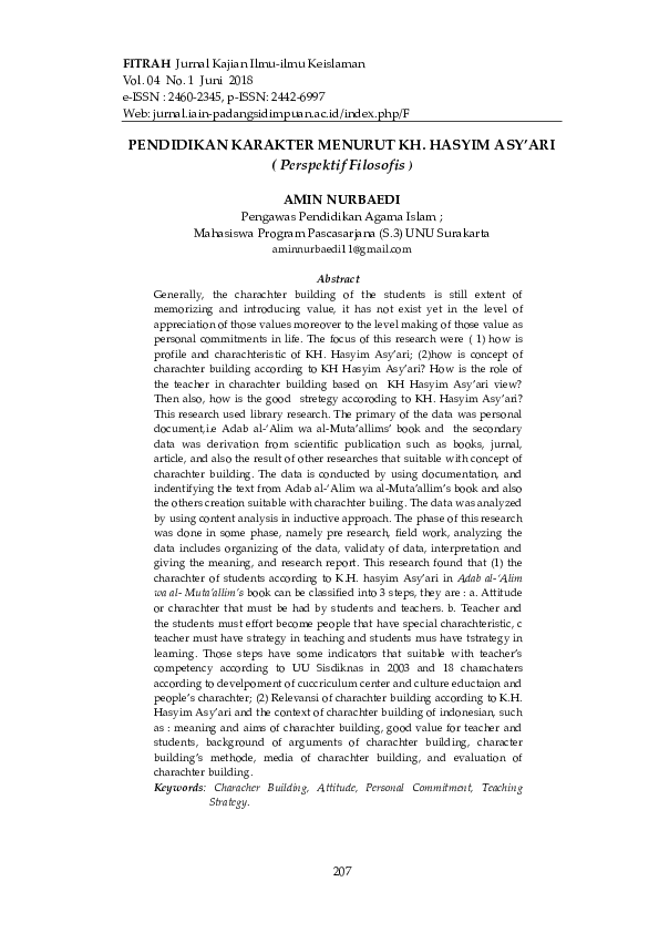 (PDF) PENDIDIKAN KARAKTER MENURUT KH. HASYIM ASY’ARI ( Perspektif Filosofis ) | Amin Nurbaedi ...