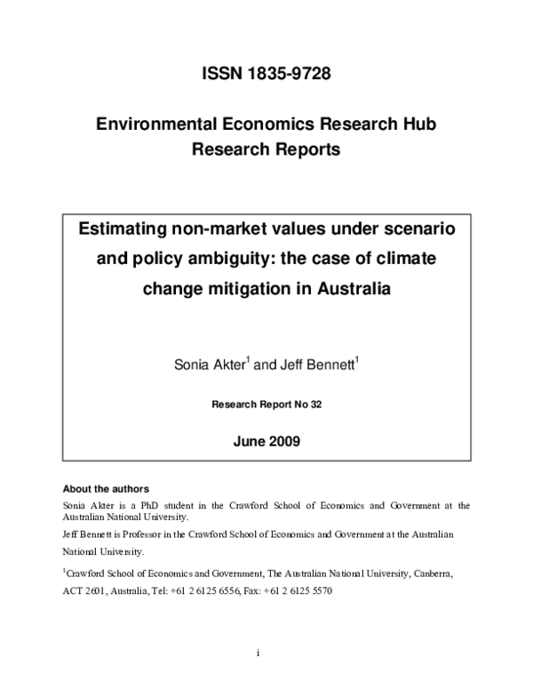 (PDF) Estimating non-market values under scenario and policy ambiguity ...
