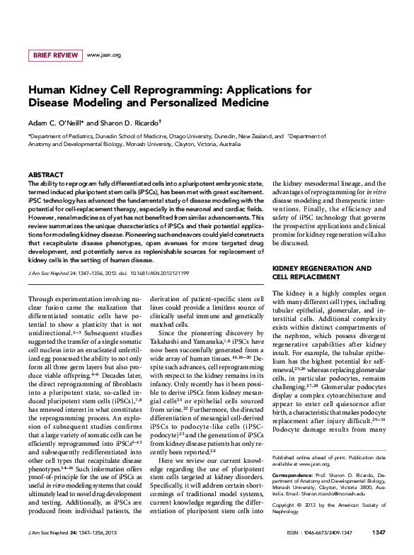(PDF) Human Kidney Cell Reprogramming