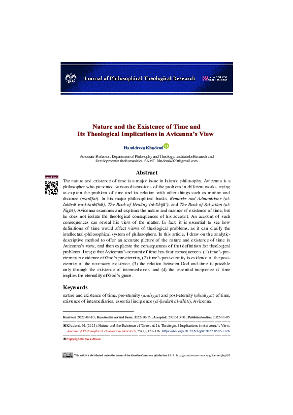 (PDF) Nature and the Existence of Time and