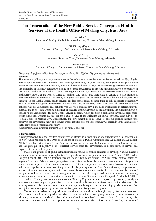 (PDF) Implementation of the New Public Service Concept on Health Services at the Health Office ...