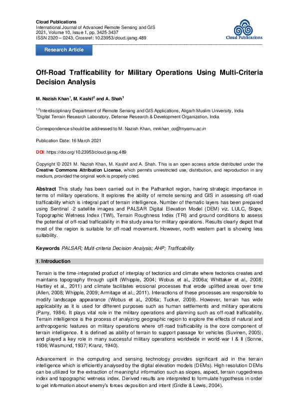 (PDF) Off-Road Trafficability for Military Operations Using Multi ...