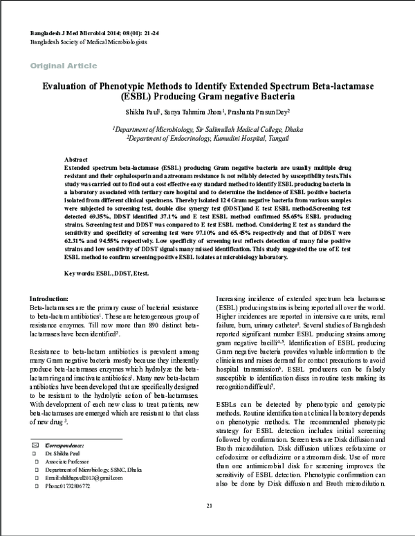(PDF) Evaluation of Phenotypic Methods to Identify Extended Spectrum ...