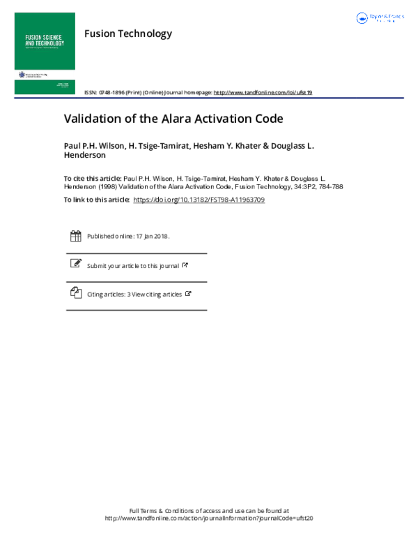(PDF) Validation of the Alara Activation Code